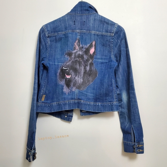 PAIGE | Jackets & Coats | Custom Paige Denim Jacket Dog Upcycle Rework ...